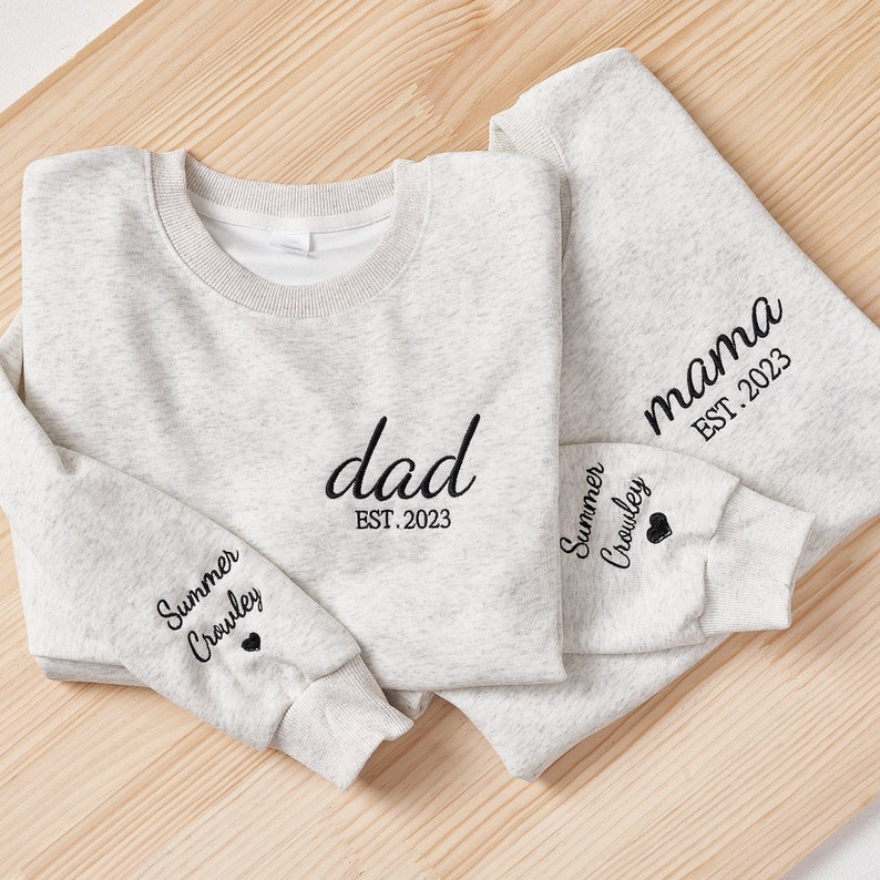 Dad Embroidered Sweatshirt Custom Dad Shirt With Kids Names HCMD0074 ...